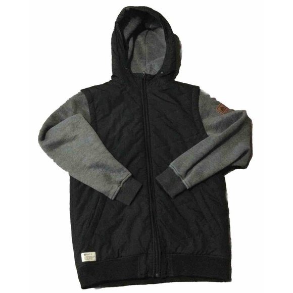 Jackets & Coats | Mens Matix Quilted Zip Up Hoodie Jacket Black Gray Sz ...